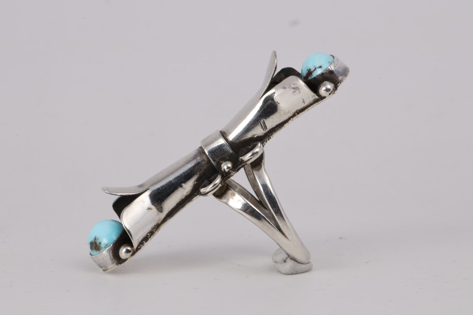 Navajo Native 925 Silver Turquoise Squash Blossom Ring Size 6.75 (9.94 ...