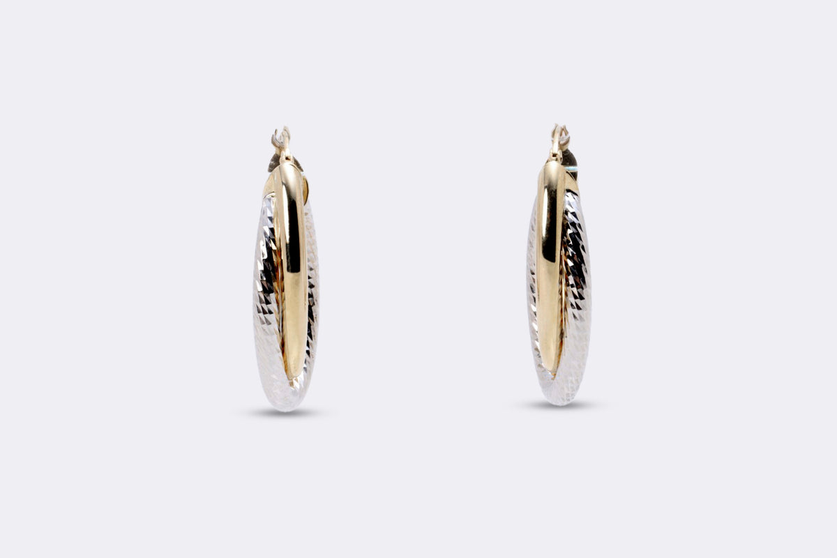 14k Two-Tone Gold Crossover Hoops (4.23g.) – Chorost & Co.