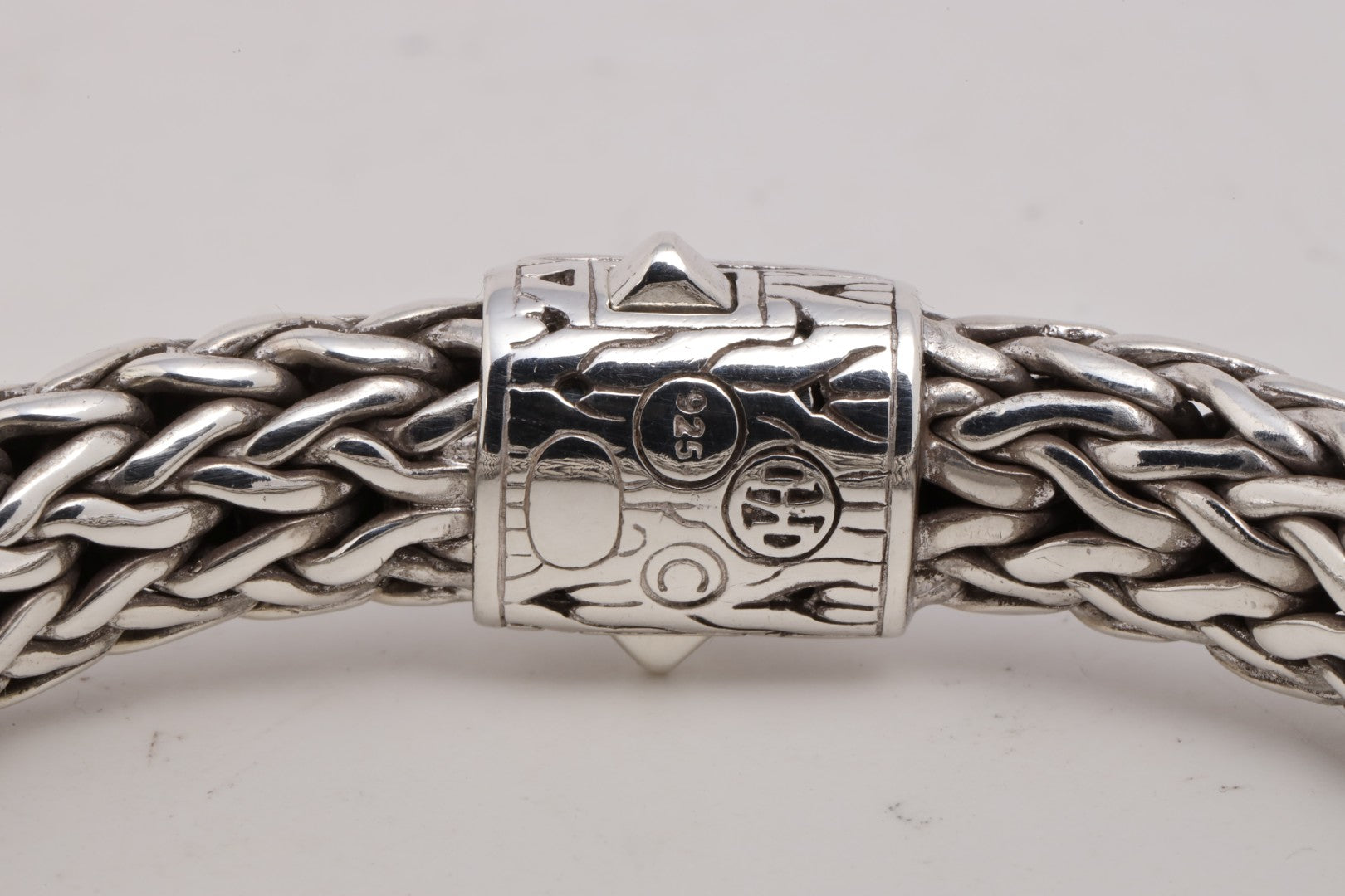 6.75" John Hardy 925 Silver Black Sapphire 11mm Wheat Chain Bracelet ...