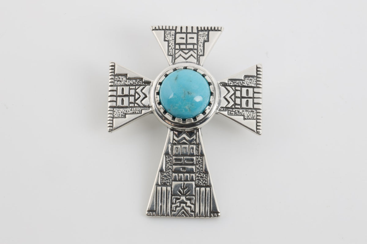 Roderick Tenorio 925 Silver Santo Domingo Pueblo Cross Pendant (14.05g ...