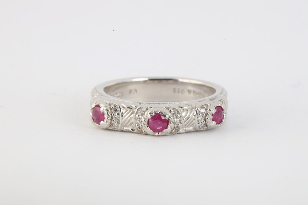 Judith Ripka 925 Silver 0.20tcw Ruby Stackable Ring Size 9 (6.15g ...