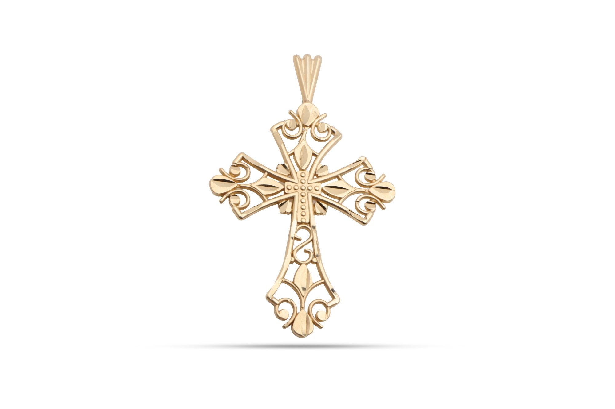 Michael Anthony 14k Yellow Gold Flourished Cross Pendant (1.55g ...