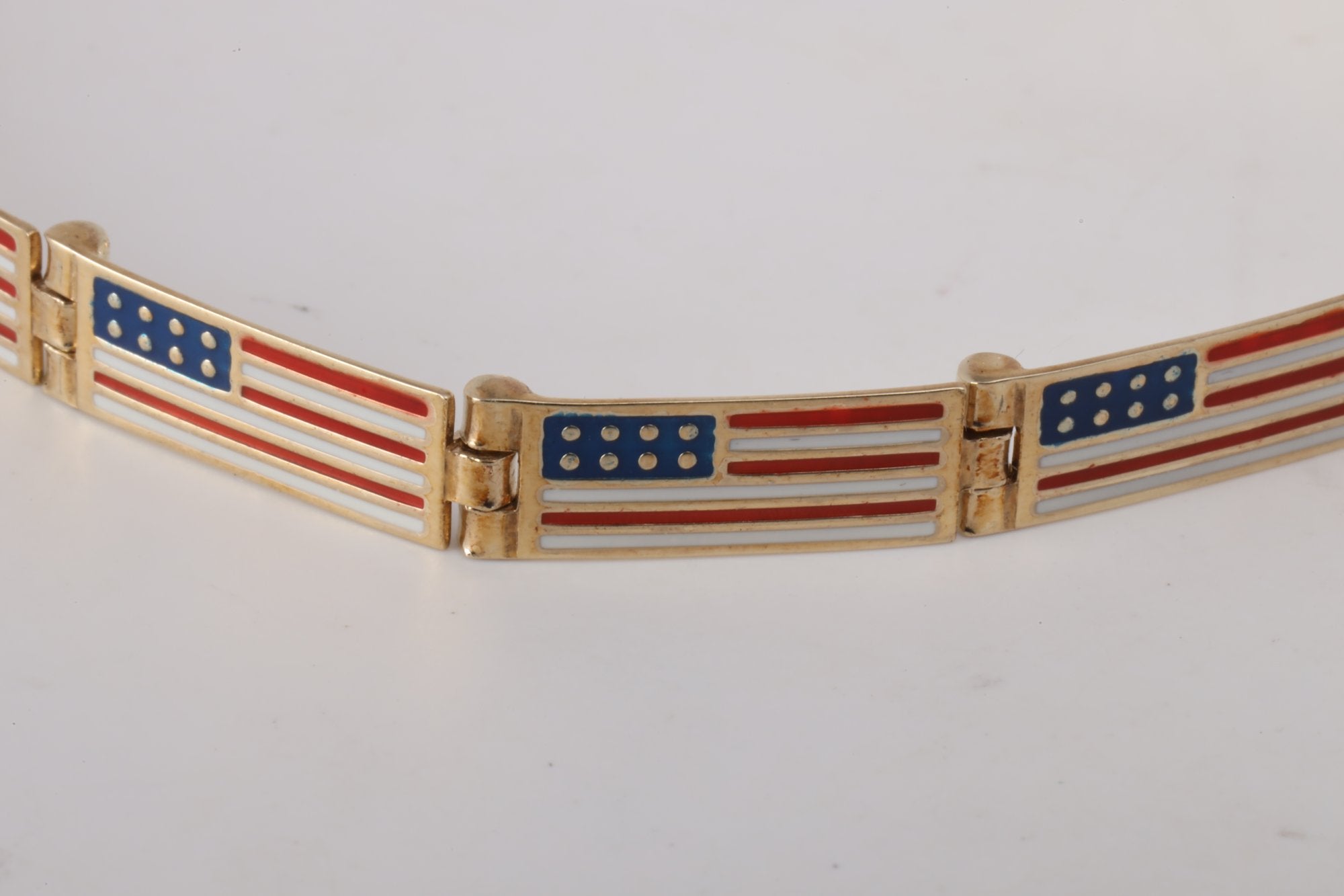 10k Yellow Gold Enamel American Flag Bracelet (6.60g.) - Chorost & Co.