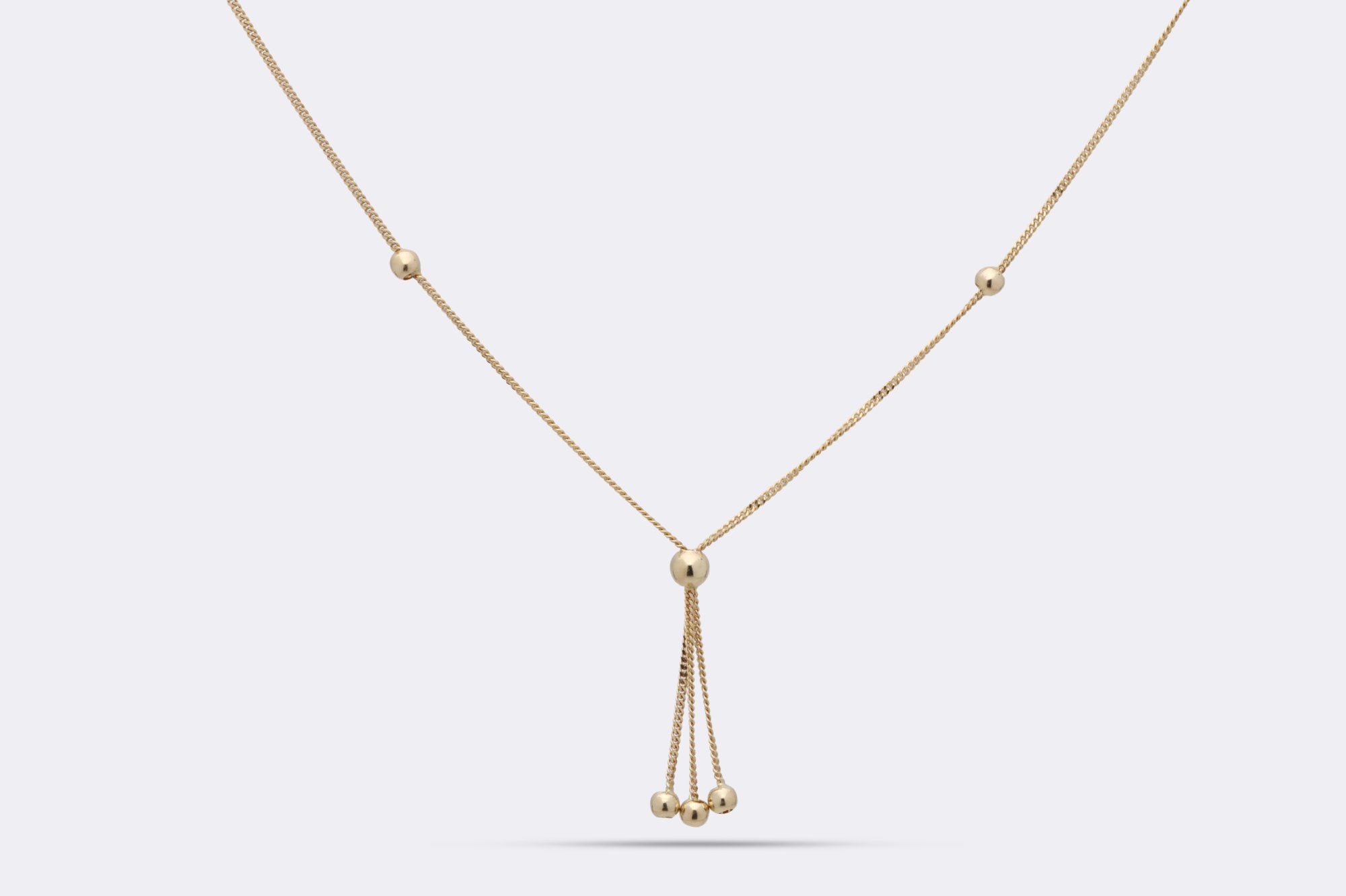 19'' 14k Yellow Gold Ball Station Y-Necklace (3.00g.) - Chorost & Co.
