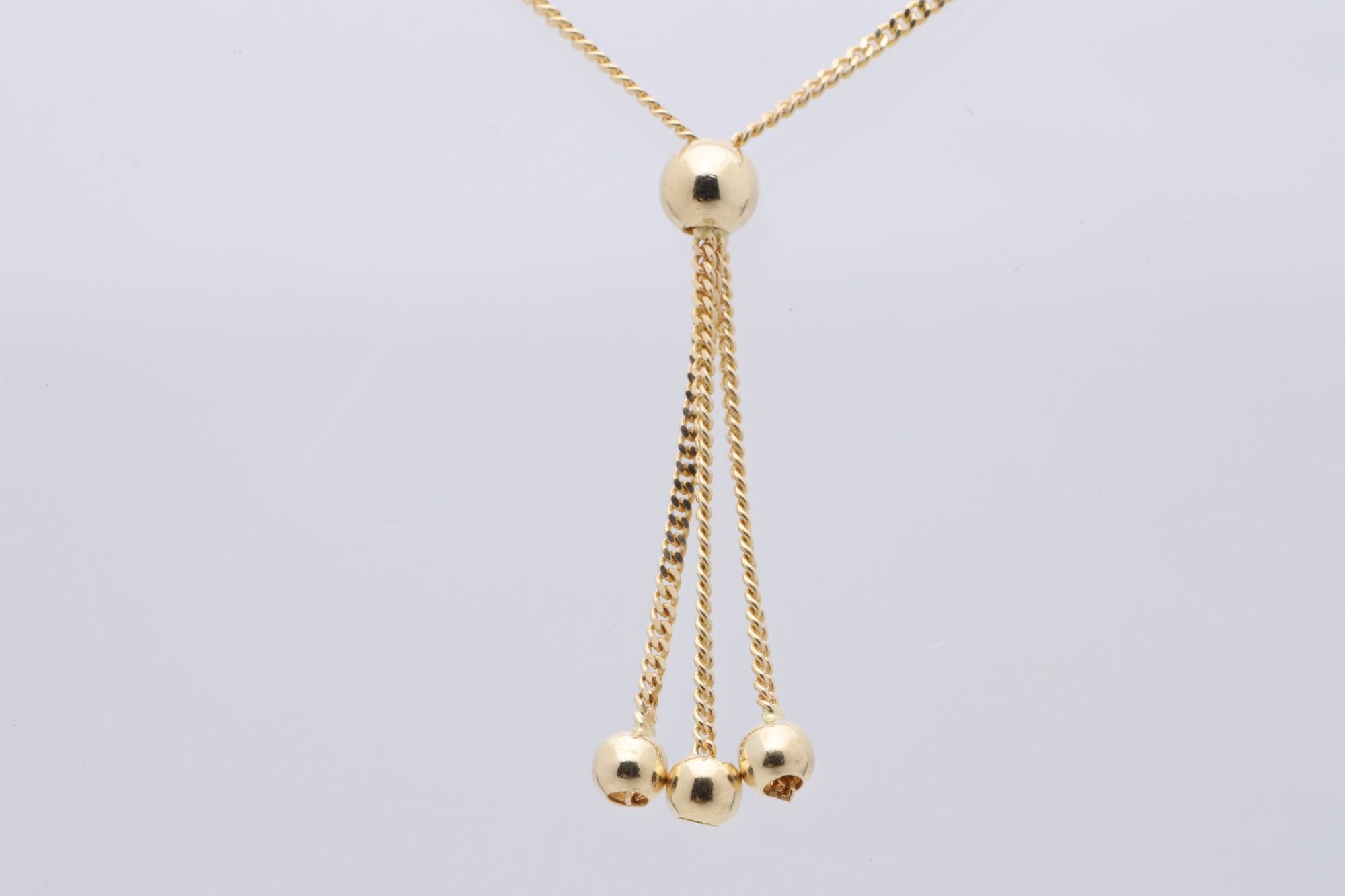 19'' 14k Yellow Gold Ball Station Tassel Y-Chain Necklace (3.00g ...