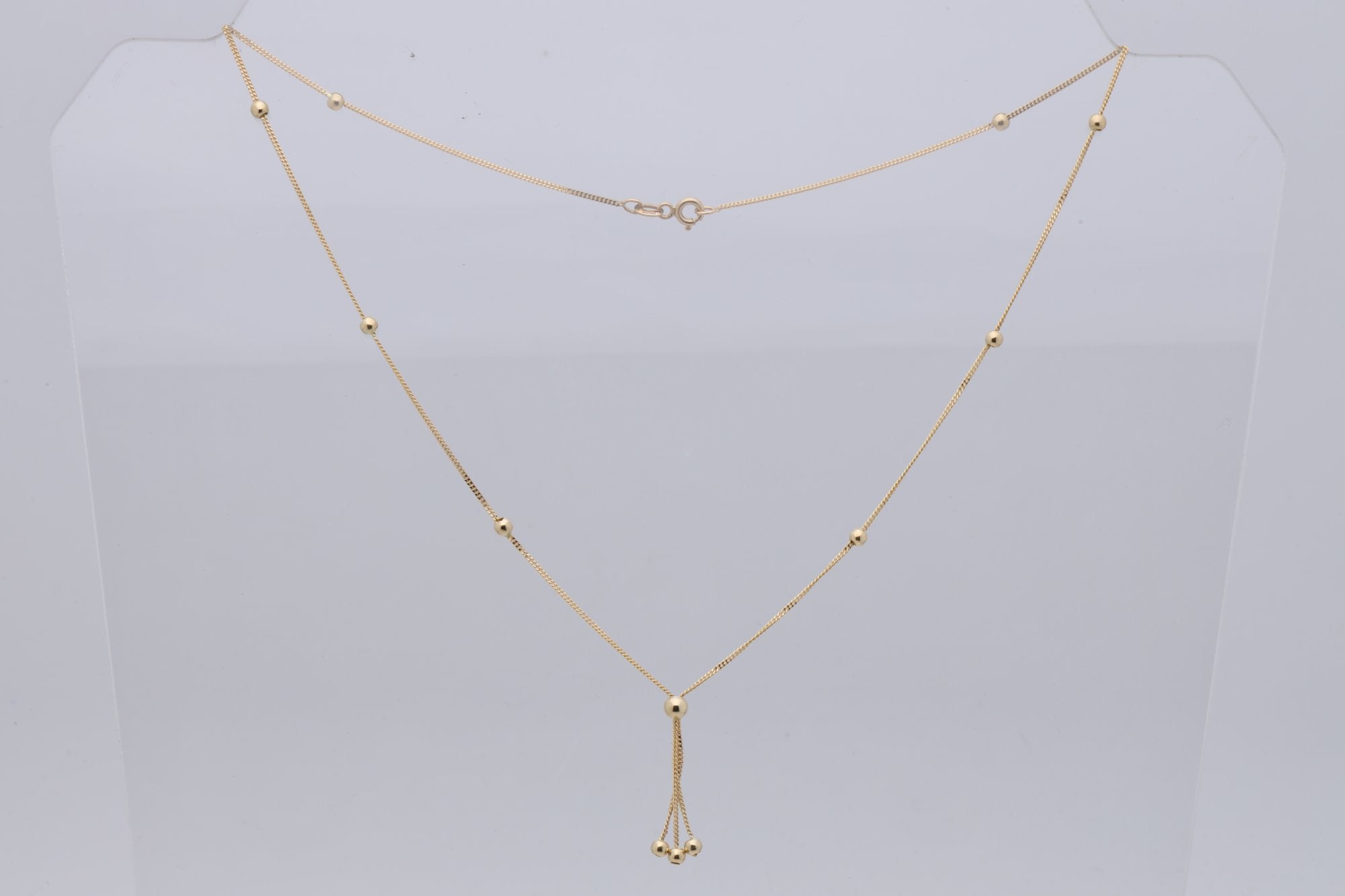 19'' 14k Yellow Gold Ball Station Y-Necklace (3.00g.) - Chorost & Co.