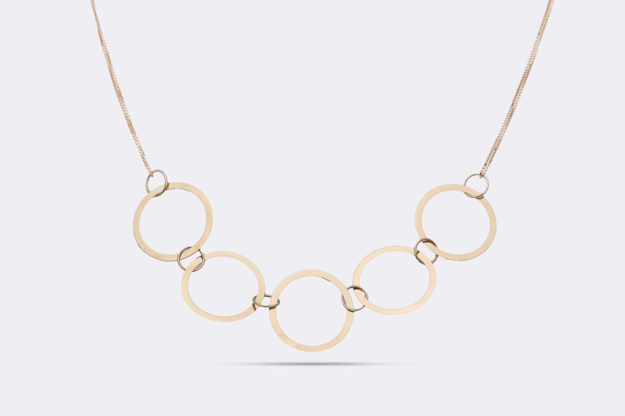 17.5'' 14k Yellow Gold Interlocking Circles Statement Necklace (4.20g ...