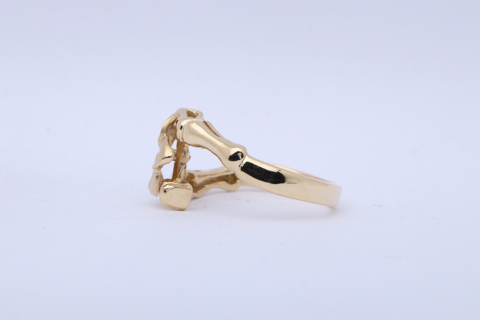 14k Yellow Gold Plumeria Flower and Bamboo Ring Size 6.75 (6.70g ...