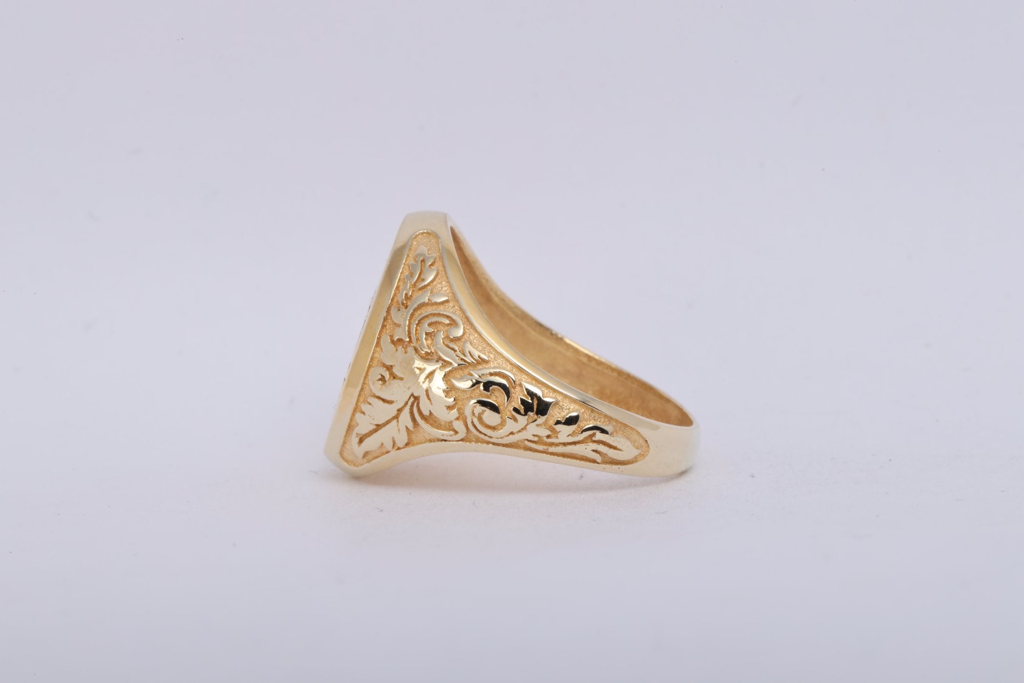 14k Yellow Gold Elaborate Scroll Filigree Signet Ring Size 7.25 (7.25g ...